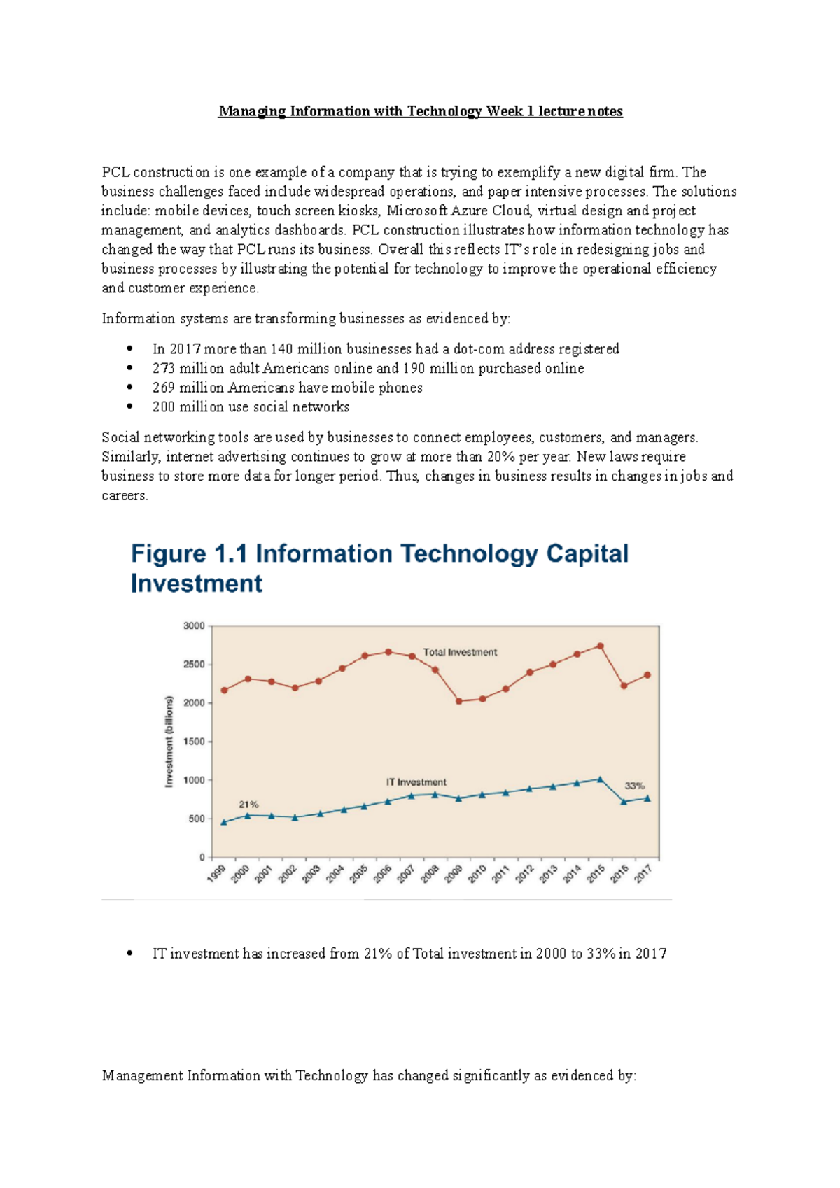 Managing Information with Technology Week 1 lecture notes - The ...