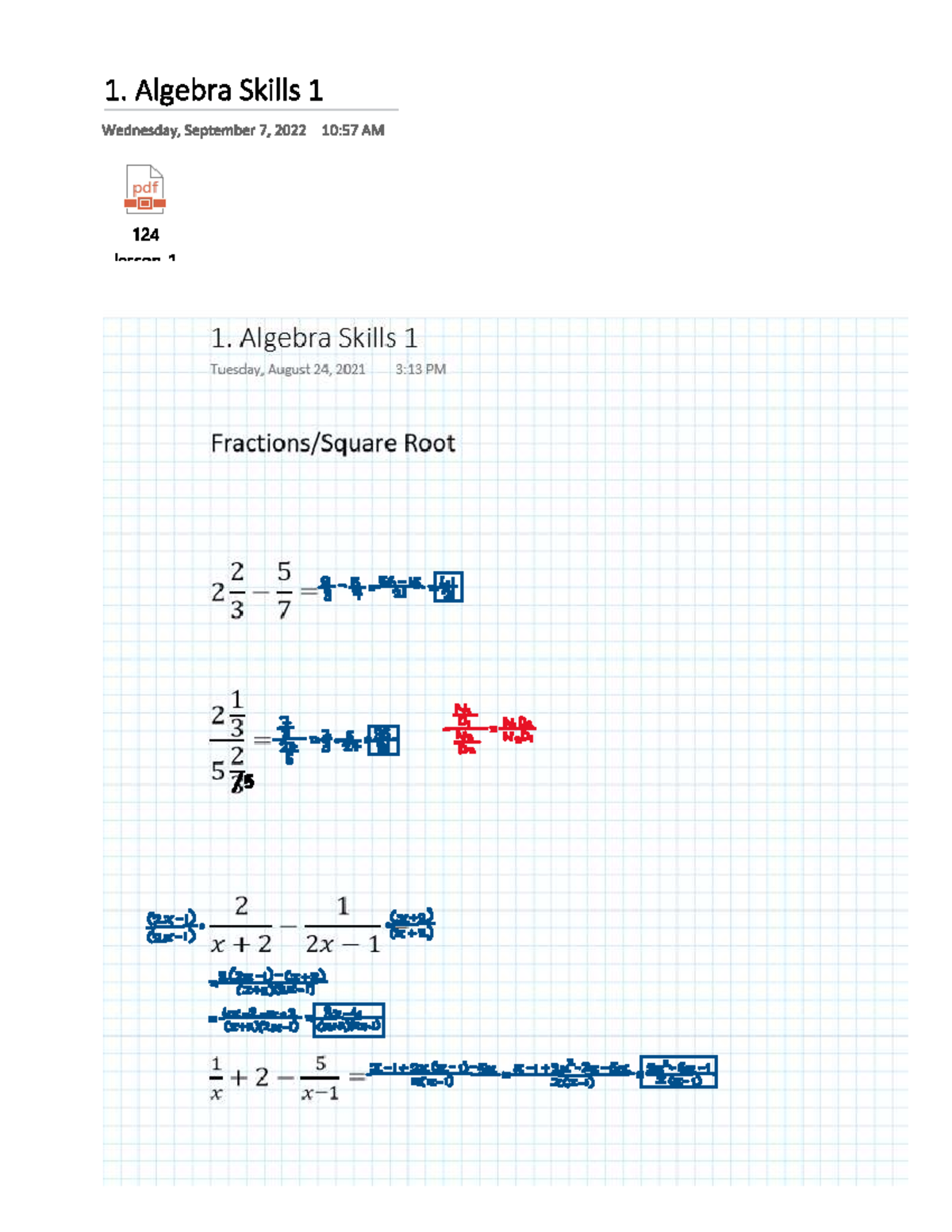 1. Algebra Skills 1 - Pre-calc review - MATH124 - Studocu