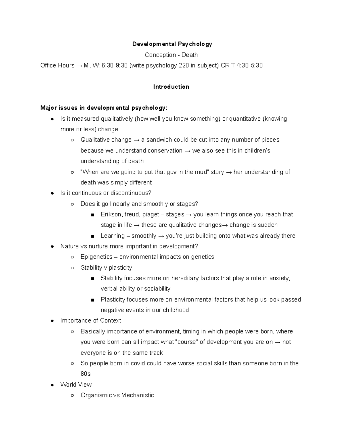 ALL of Psych 220 Notes - Chapters 1-19 - Developmental Psychology ...