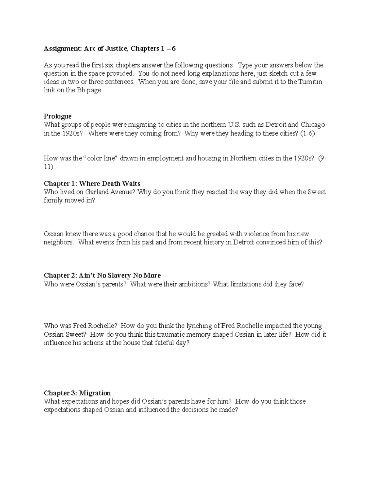 Arc of Justice Ch 1 to 6 - Assignment: Arc of Justice, Chapters 1 – 6 ...