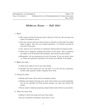Econ 116 midterm 2 fall 2020 - ECON 117 - - Studocu