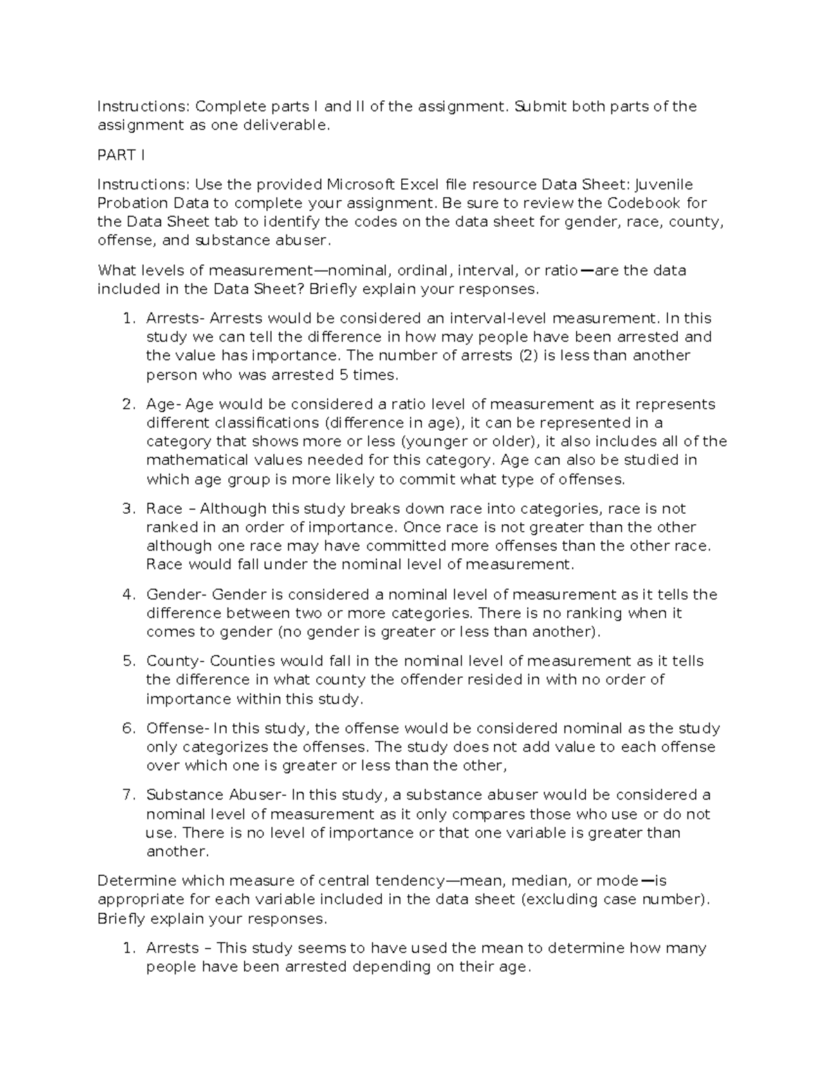 Understanding Measurement - Instructions: Complete parts I and II of ...
