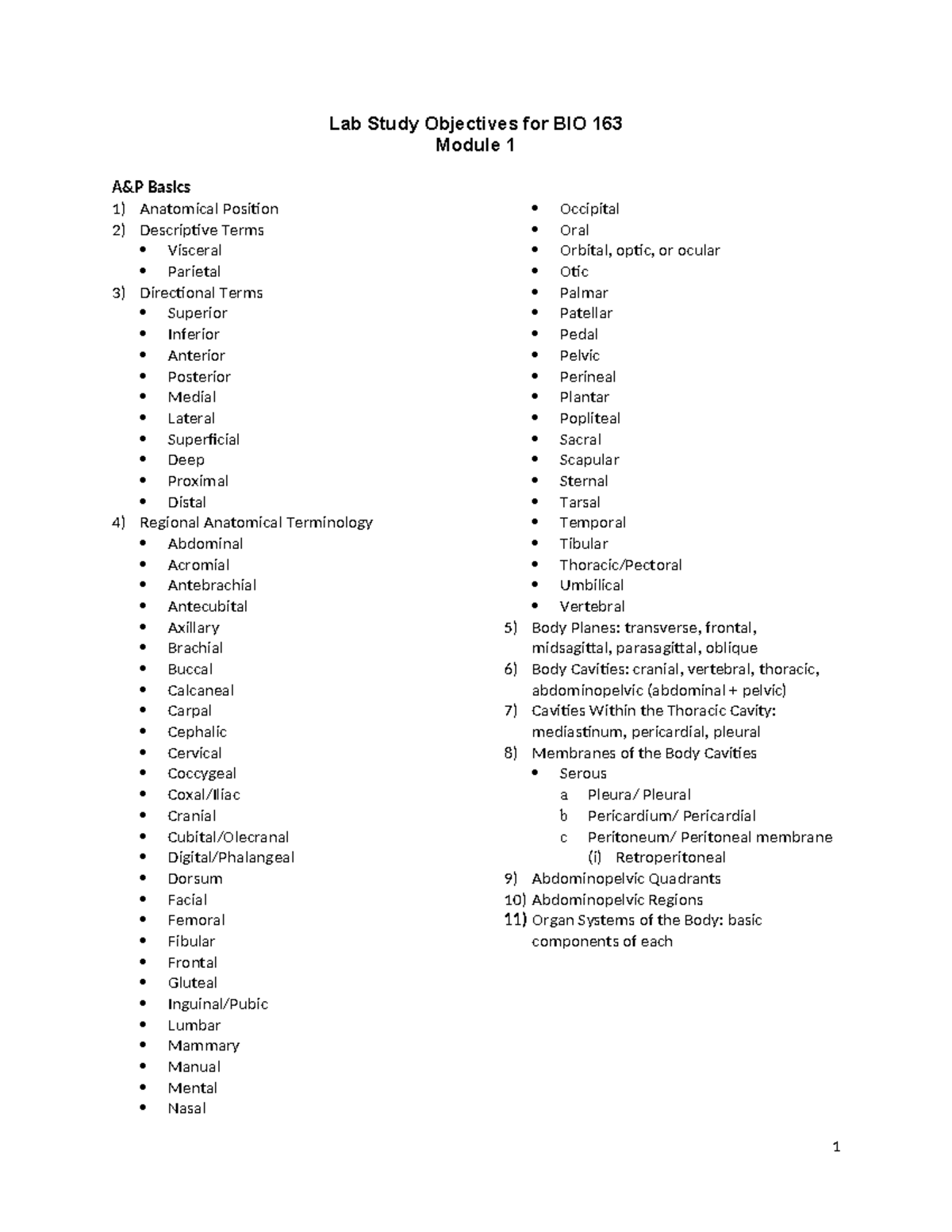 Module 1Lab Study Objectives (Word, opens new window) - Lab Study ...