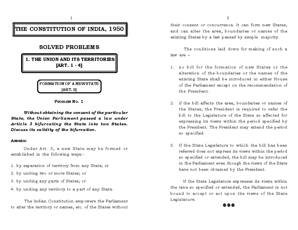 Indian Constitutional Law Solved - THE CONSTITUTION OF INDIA, 1950 ...