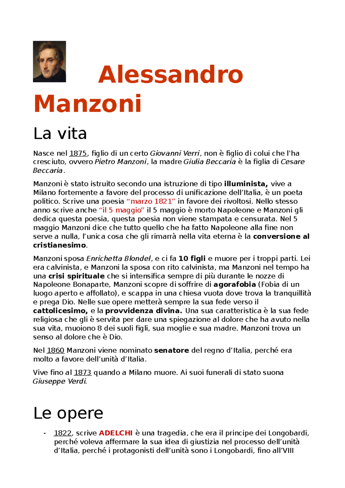Alessandro Manzoni - Alessandro Manzoni La vita Nasce nel 1875 , figlio ...