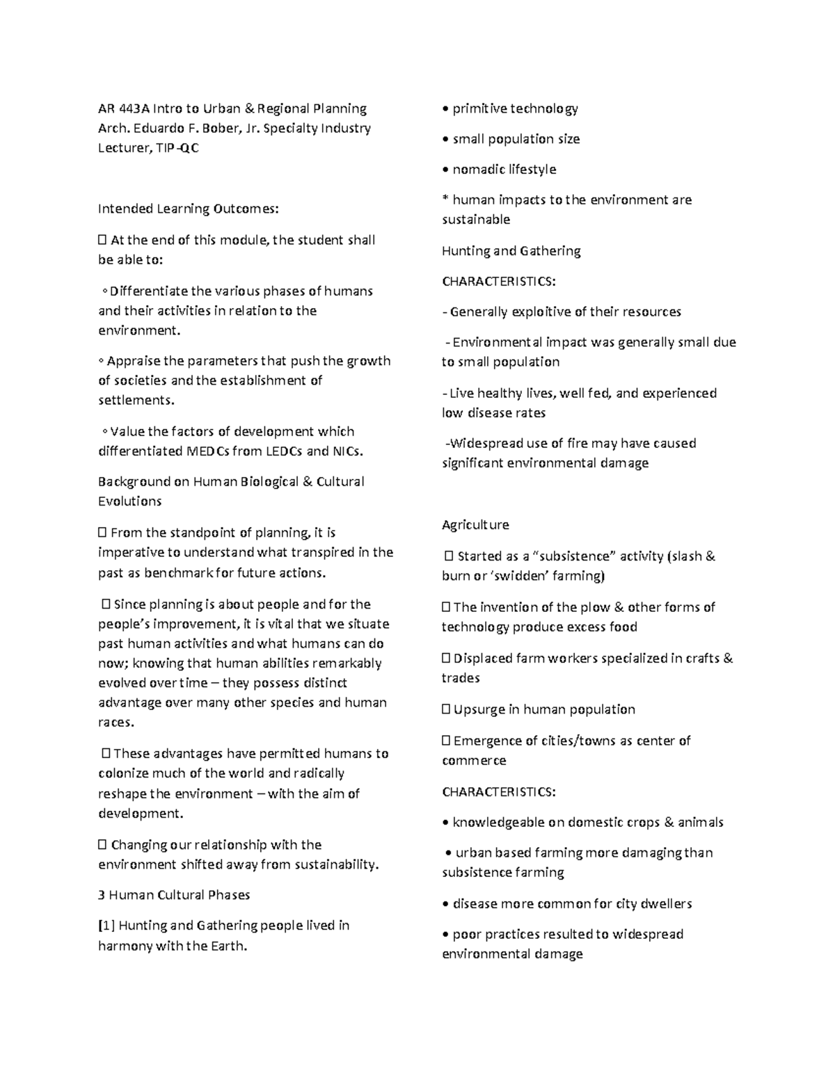 Planning - This is for architectural purposes - AR 443A Intro to Urban ...