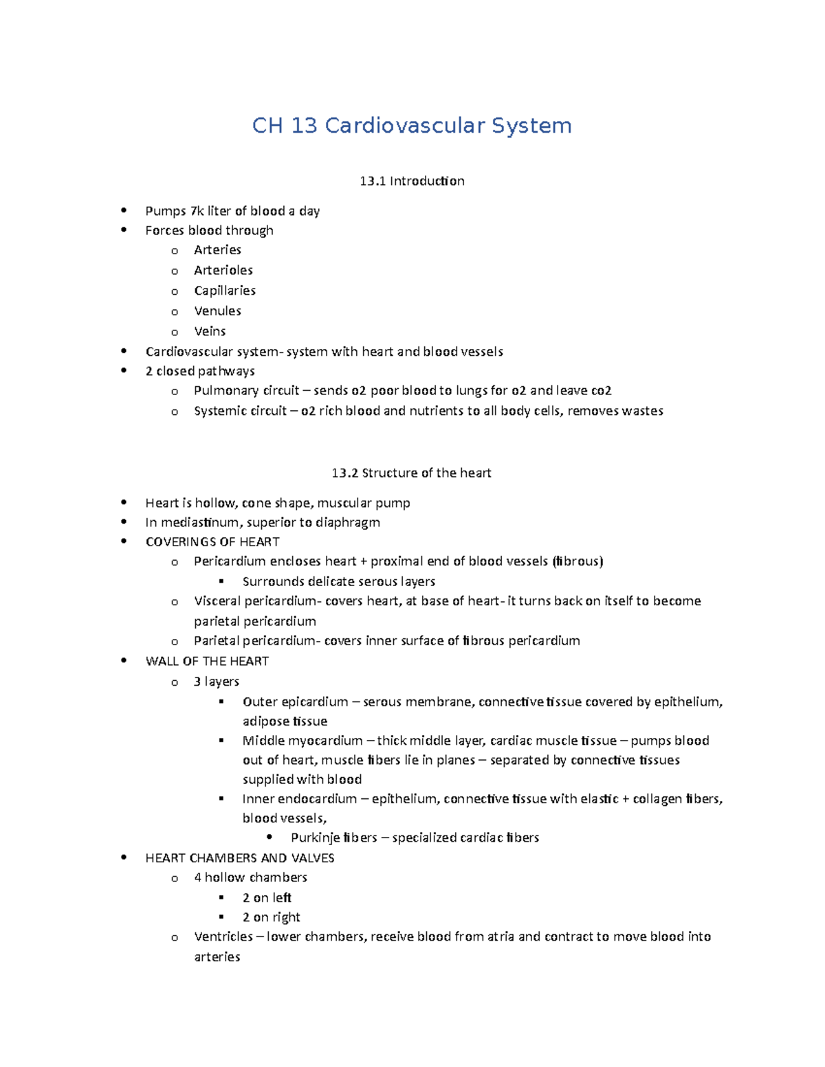 RA CH 13 Cardio - CH 13 Cardiovascular System 13 Introduction Pumps 7k ...
