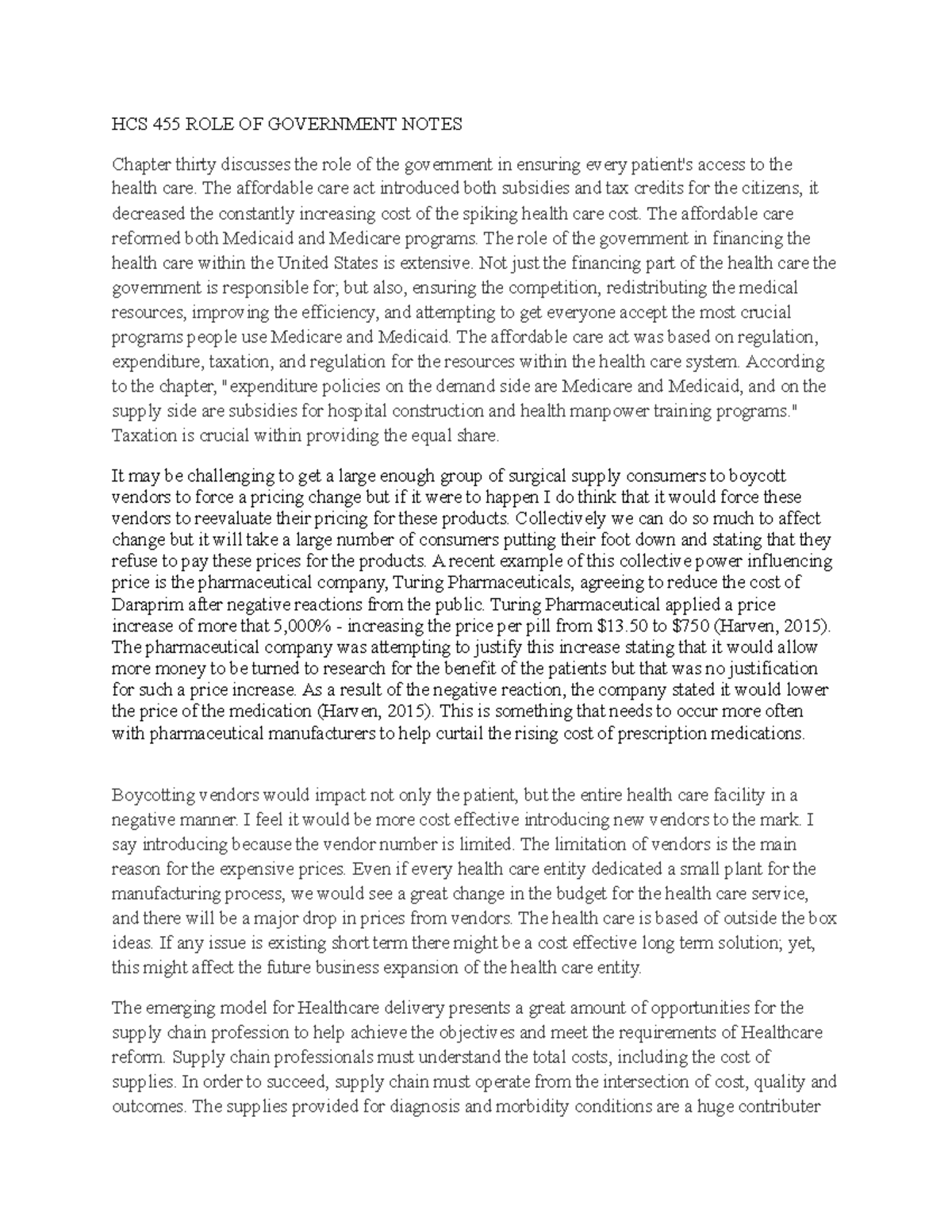 HCS 455 ROLE OF Government Notes - HCS 455 ROLE OF GOVERNMENT NOTES ...