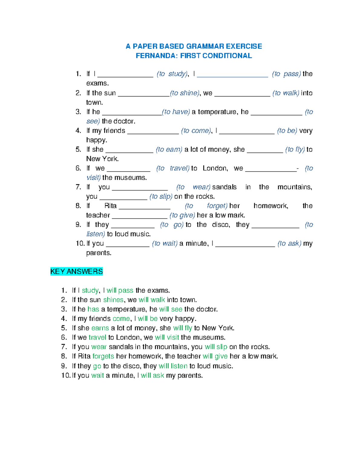 A Paper that us Based Grammar Exercise - A PAPER BASED GRAMMAR EXERCISE ...