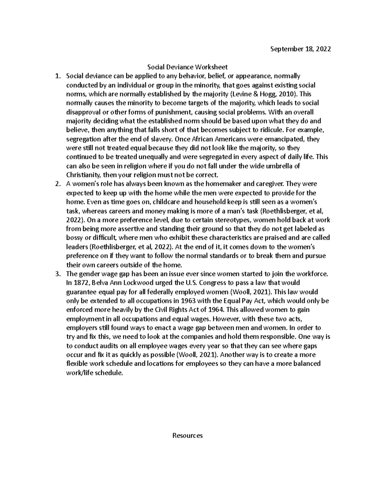 Social Deviance Worksheet - September 18, 2022 Social Deviance ...