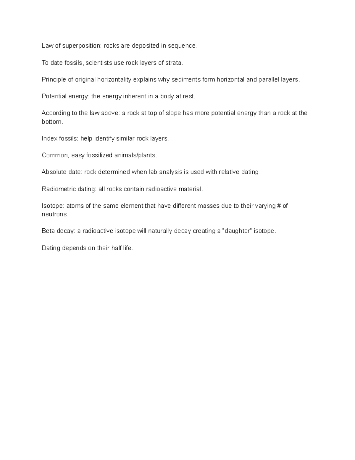 6 - flvs biology - Law of superposition: rocks are deposited in ...