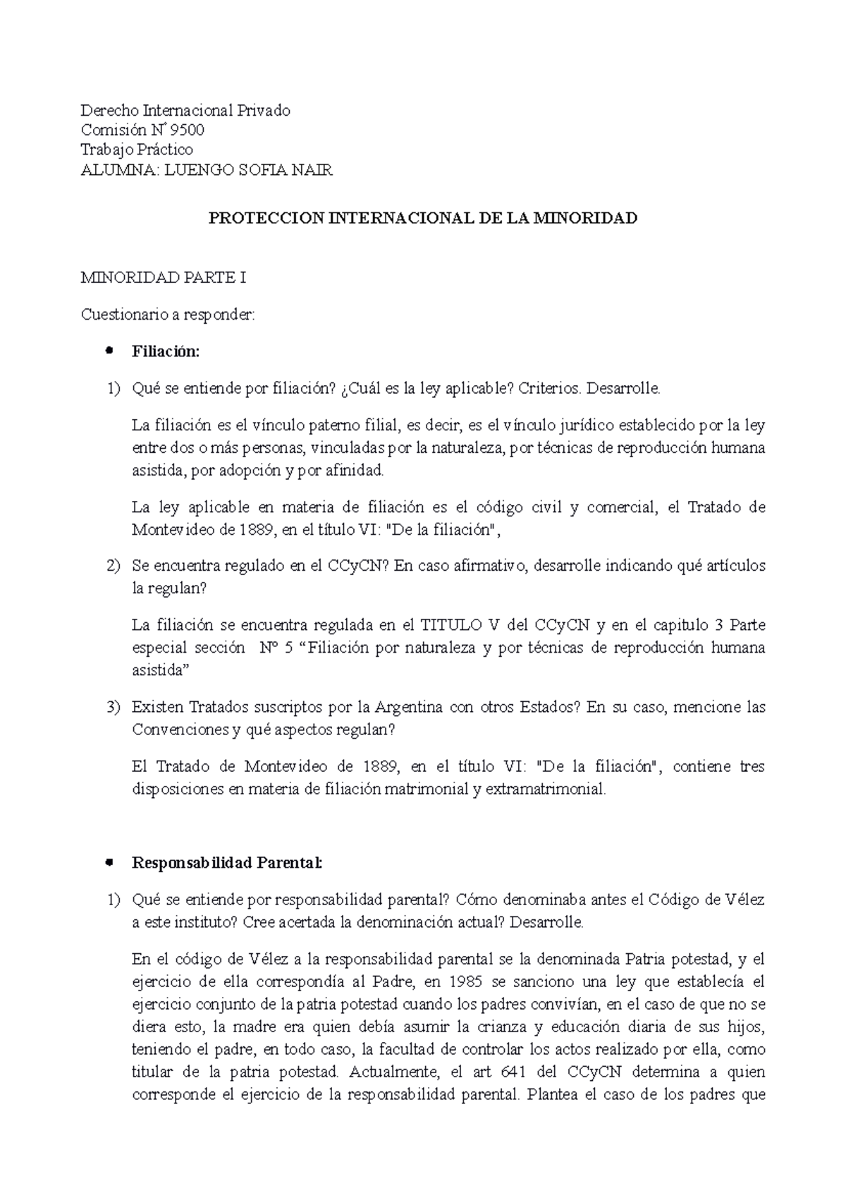 TP Régimen internacional de la minoridad - Ccycn Y Tratados - Derecho ...
