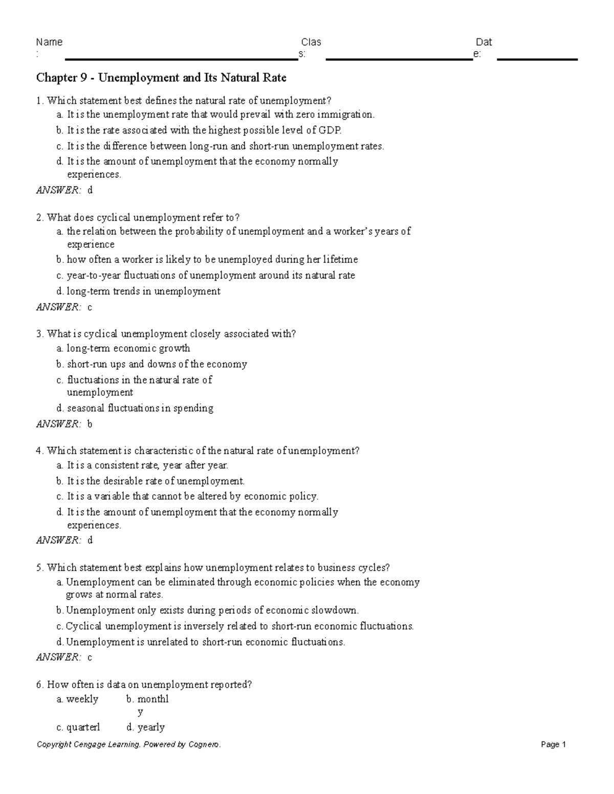 Chapter 9 Unemployment and Its Natural Rate - : s: e: Chapter 9 ...