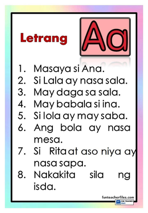 Grade 1 CRLA - CRLA - Filipino -Grade 2 - Note: Paki pabasa po ito sa mga anak nio, iaasess po ...