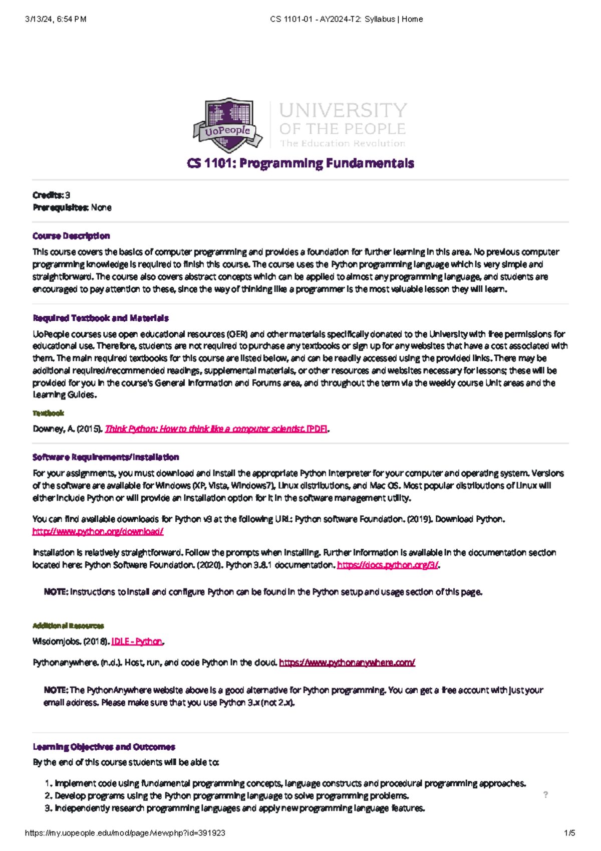 CS 1101-01 - AY2024-T2 Syllabus - CS 1101: Programming Fundamentals ...