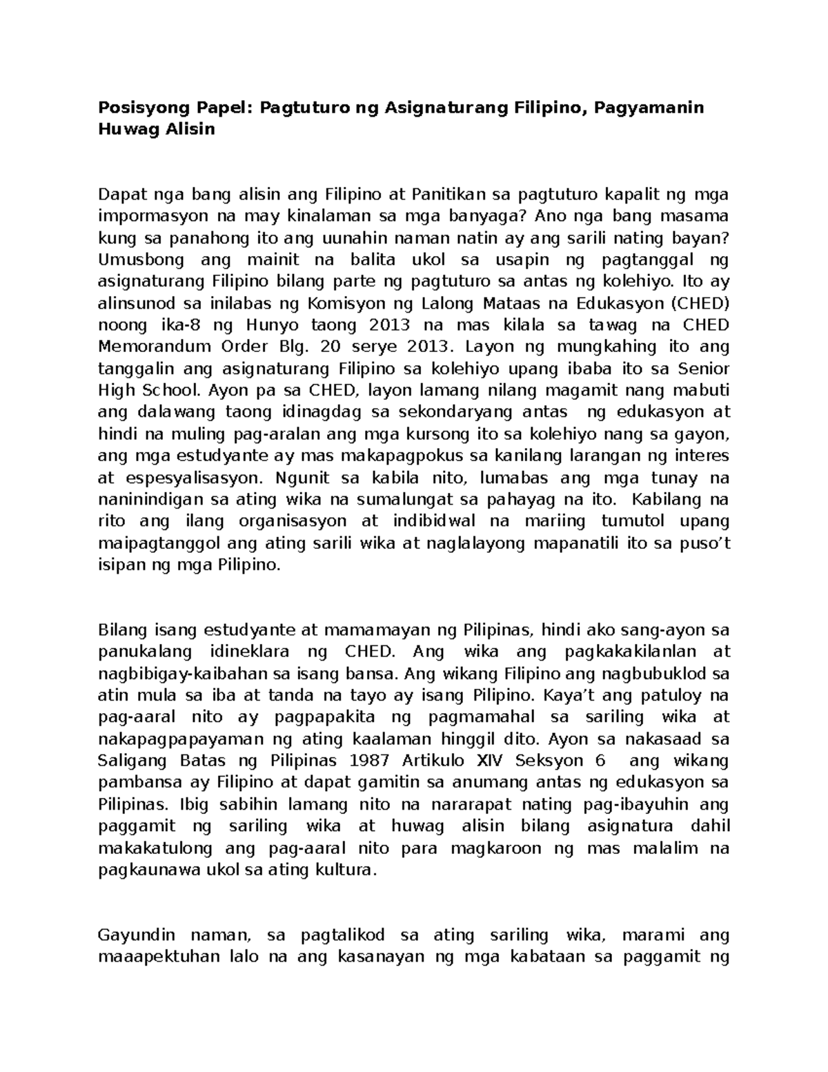 Inbound 1678815942210740731 - Posisyong Papel: Pagtuturo ng ...