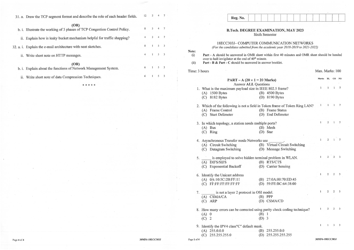 Ccn sem paper may 2023 - Computer Communication Networks - Studocu