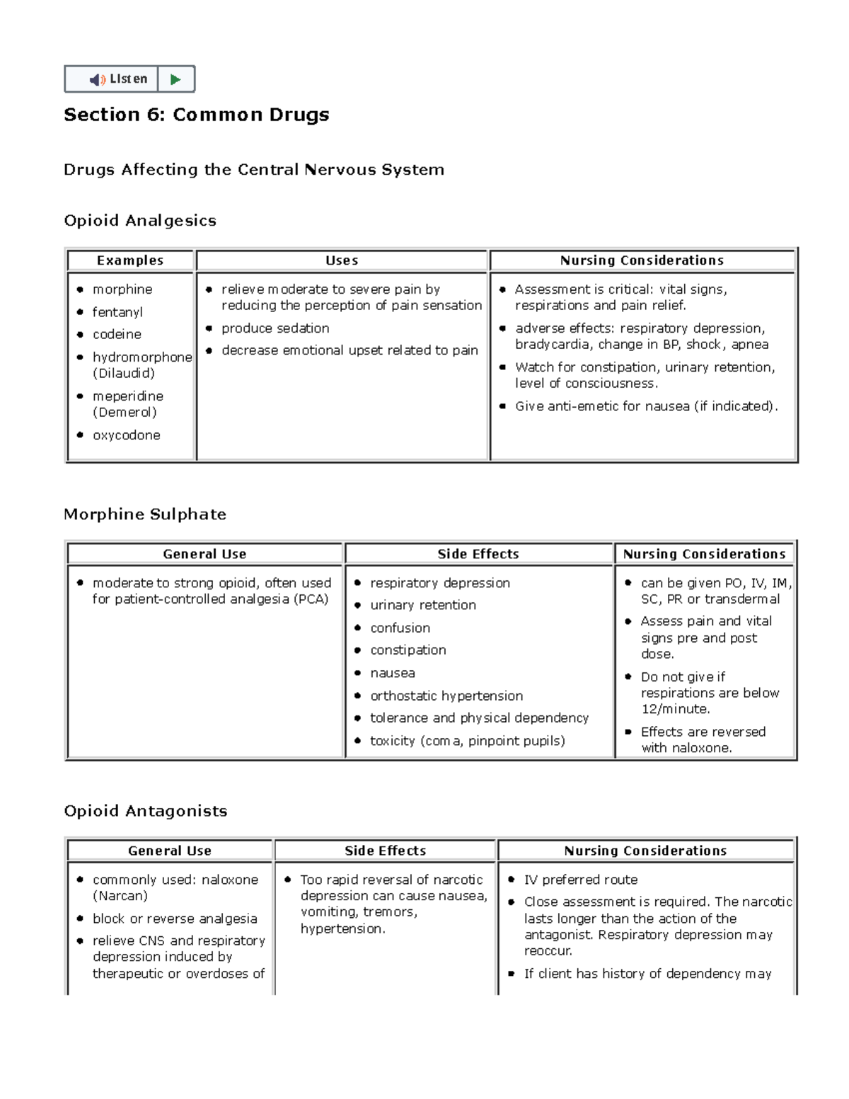 6.0 Opioid Analgesics 2023-06-04 19 23 00 - Section 6: Common Drugs ...