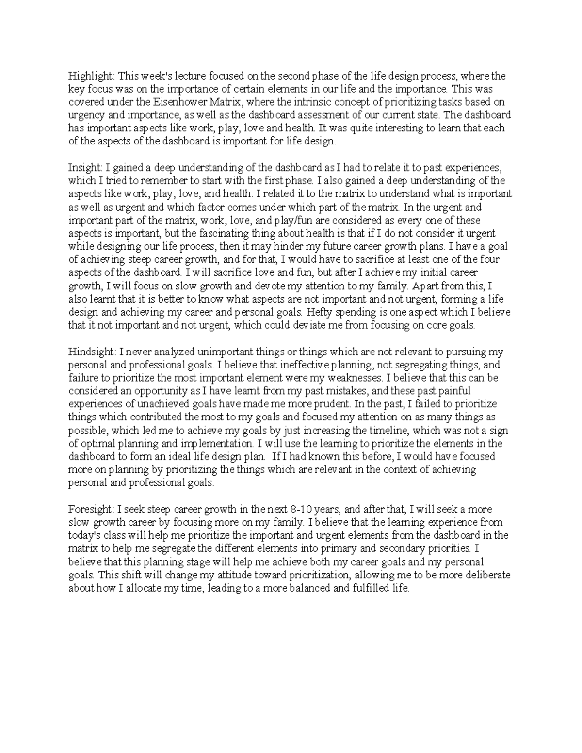 Highlight - weekly hihf - Highlight: This week's lecture focused on the ...