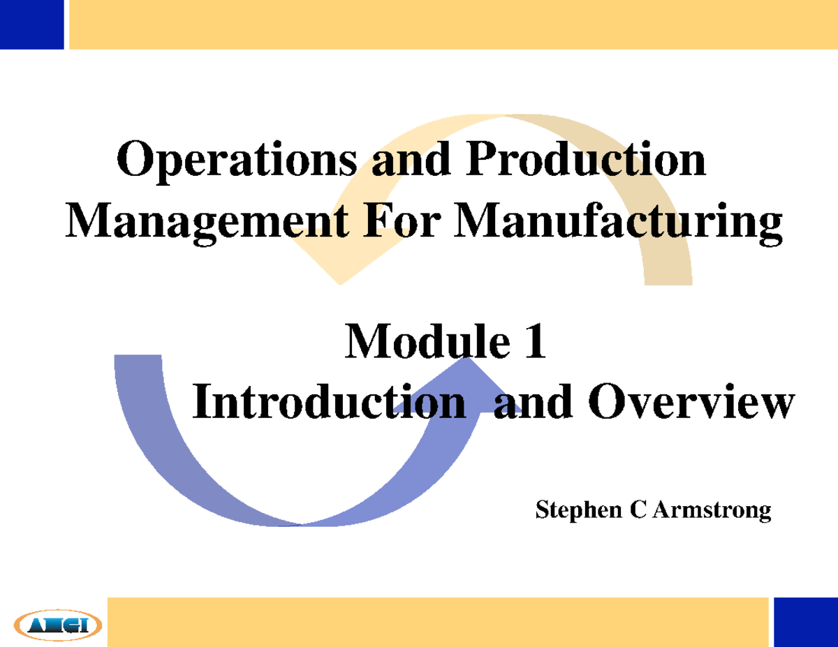 Module 1 Operations Management Introduction V2 Operations And