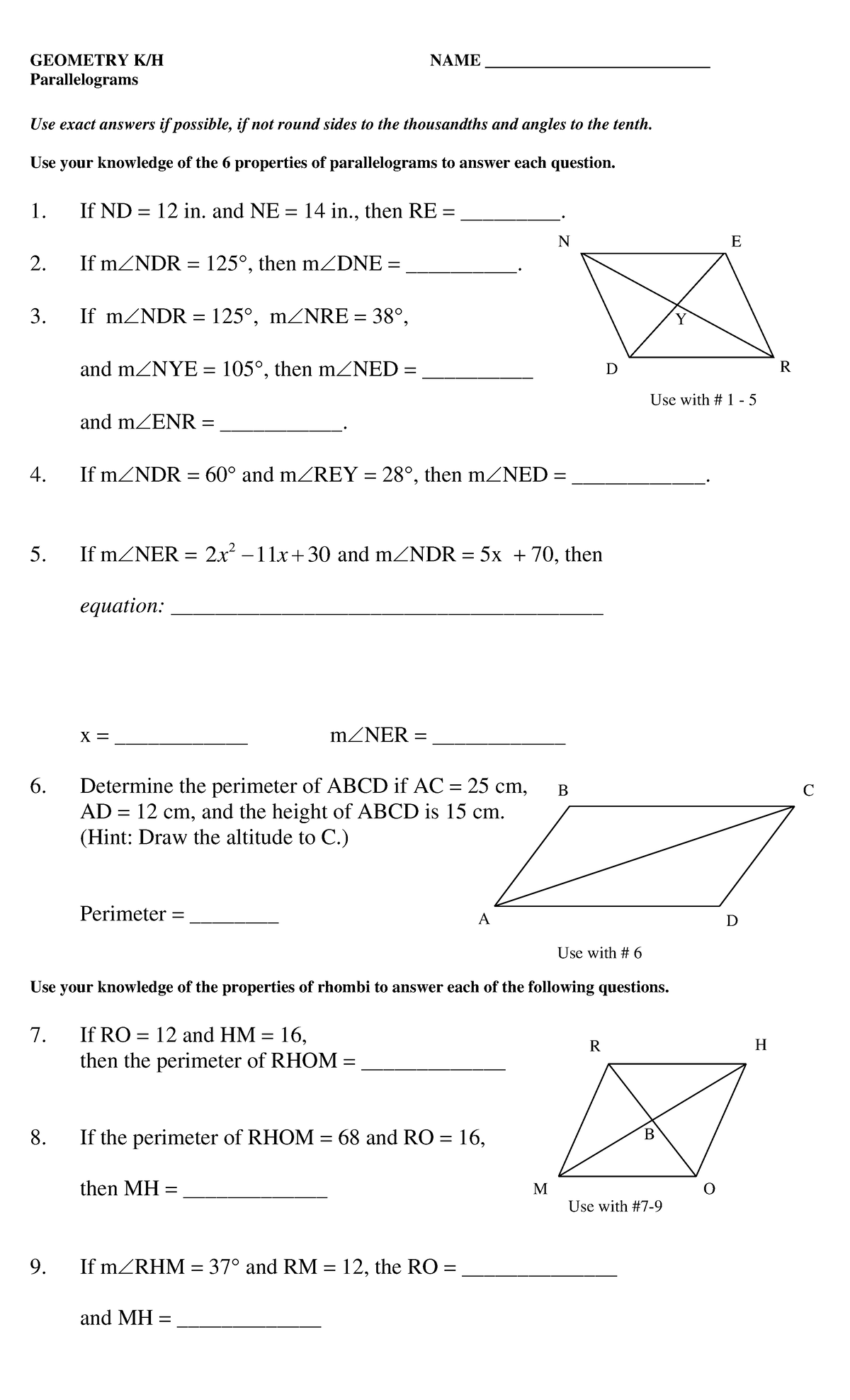 Day 3 -parallelogram practice (full document)-day 3- parallelograms ...