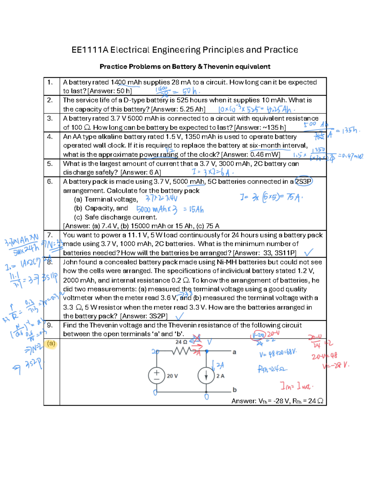 Practice+Problems+-+Battery+and+Thevenin - EE1111A Electrical Engineering Principles and ...