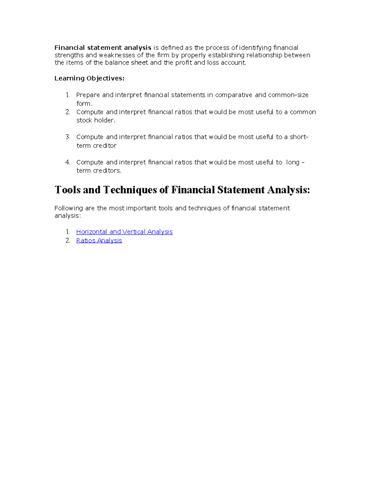 FSA Defination - Financial statement analysis is defined as the process ...