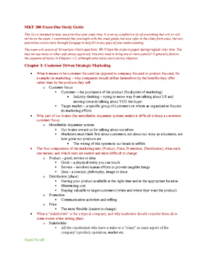 Marketing 300 exam 2 - Study guide for exam 2 of MKT 300 - Study online ...