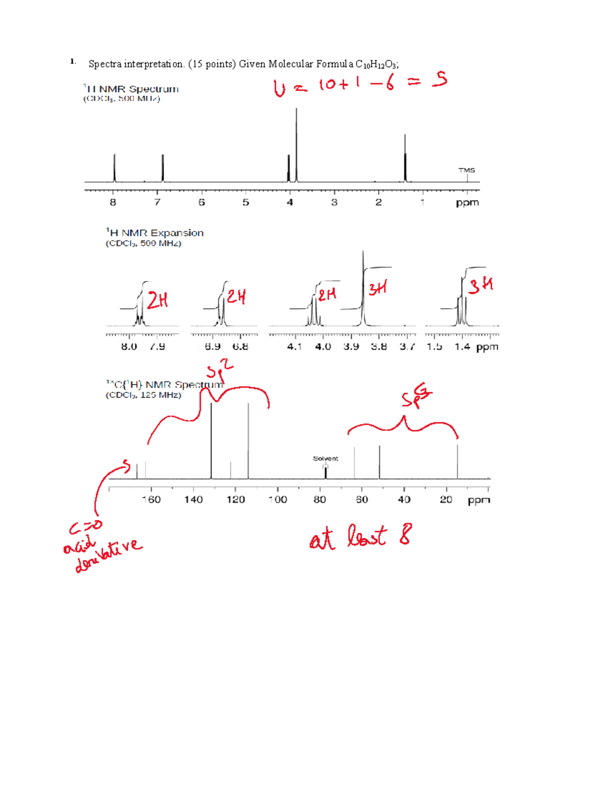 NMR problem set answer keys - 1. Spectra interpretation. (15 points ...