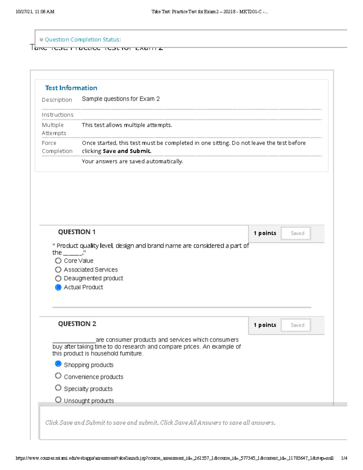 Practice Test #2 - Take Test: Practice Test for Exam 2 Test Information ...