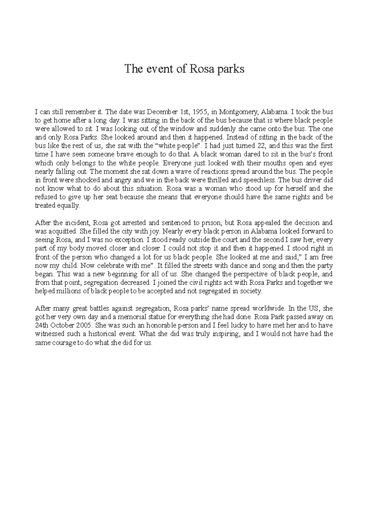 Rosa-parks 2 - a presentation about Rosa Parks in notes for a ...