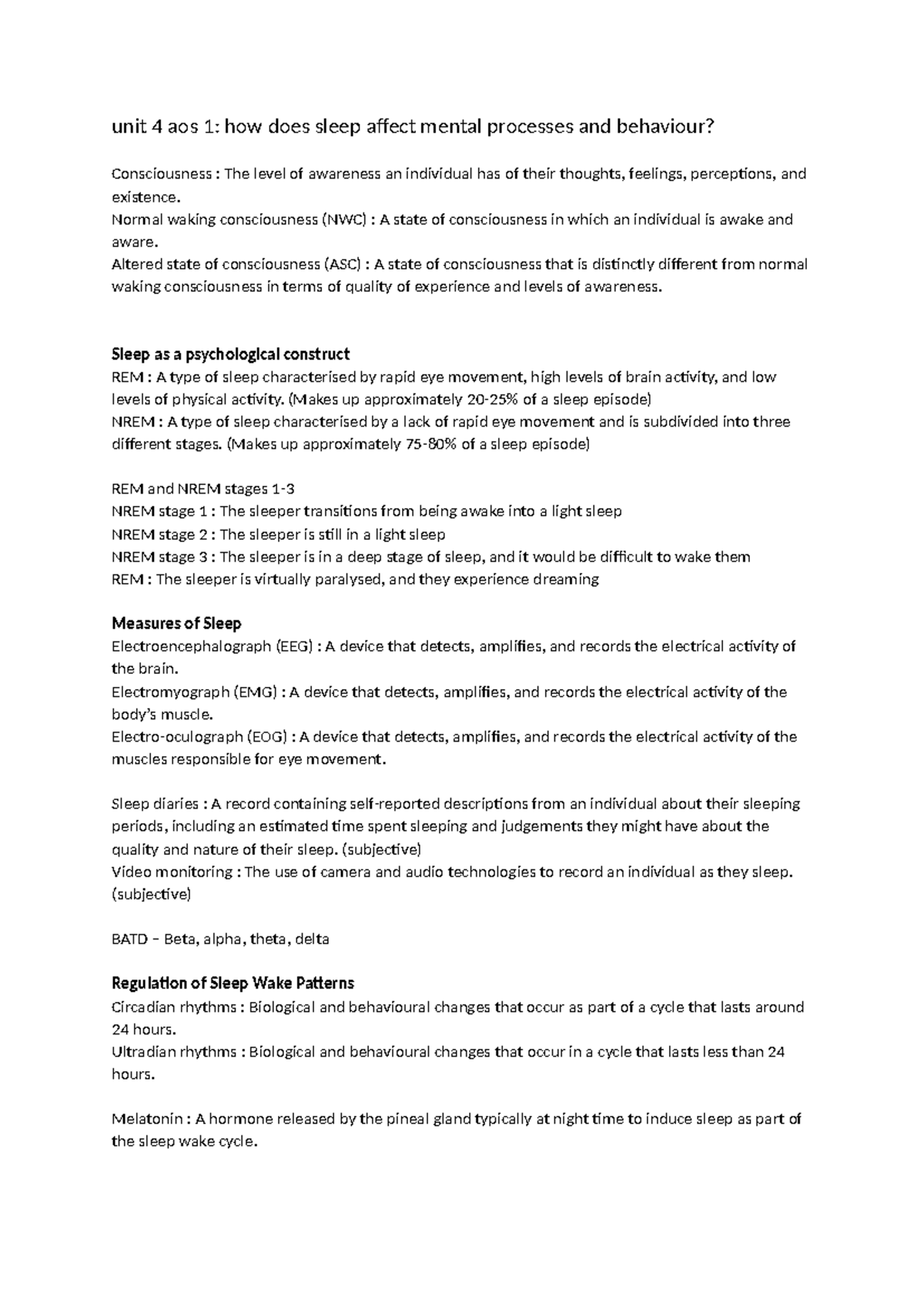 Psychology - How does sleep affect mental processes and behaviour sac ...