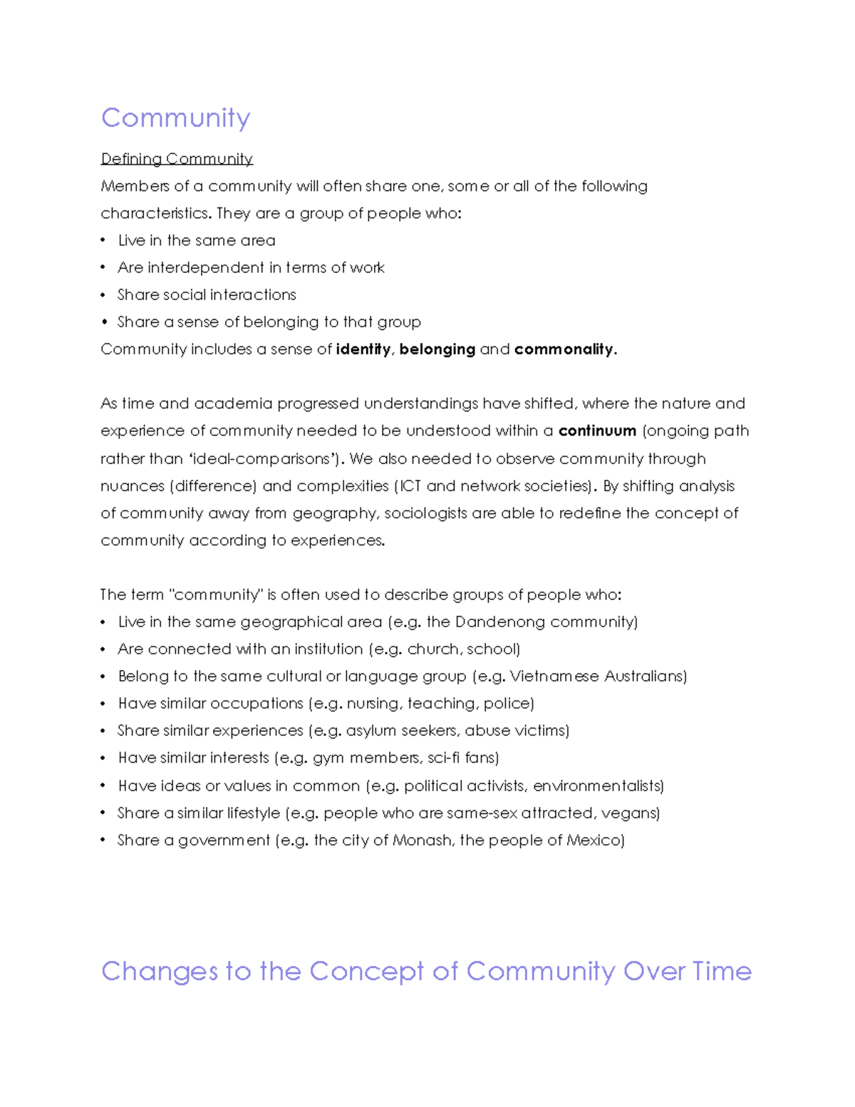 Unit 4 AOS 1 Community - Community Defining Community Members of a ...