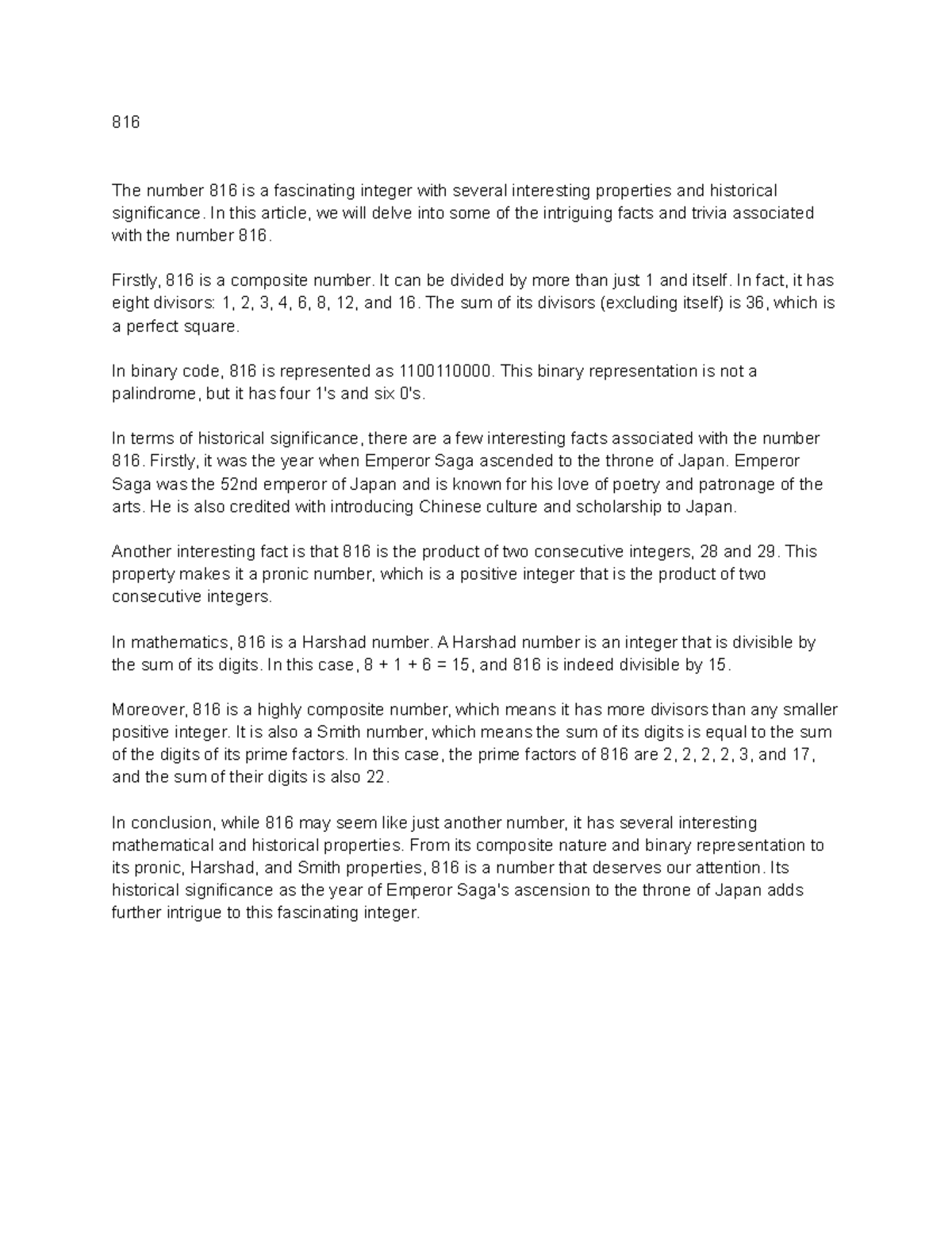 Untitled document (33) - 816 The number 816 is a fascinating integer ...