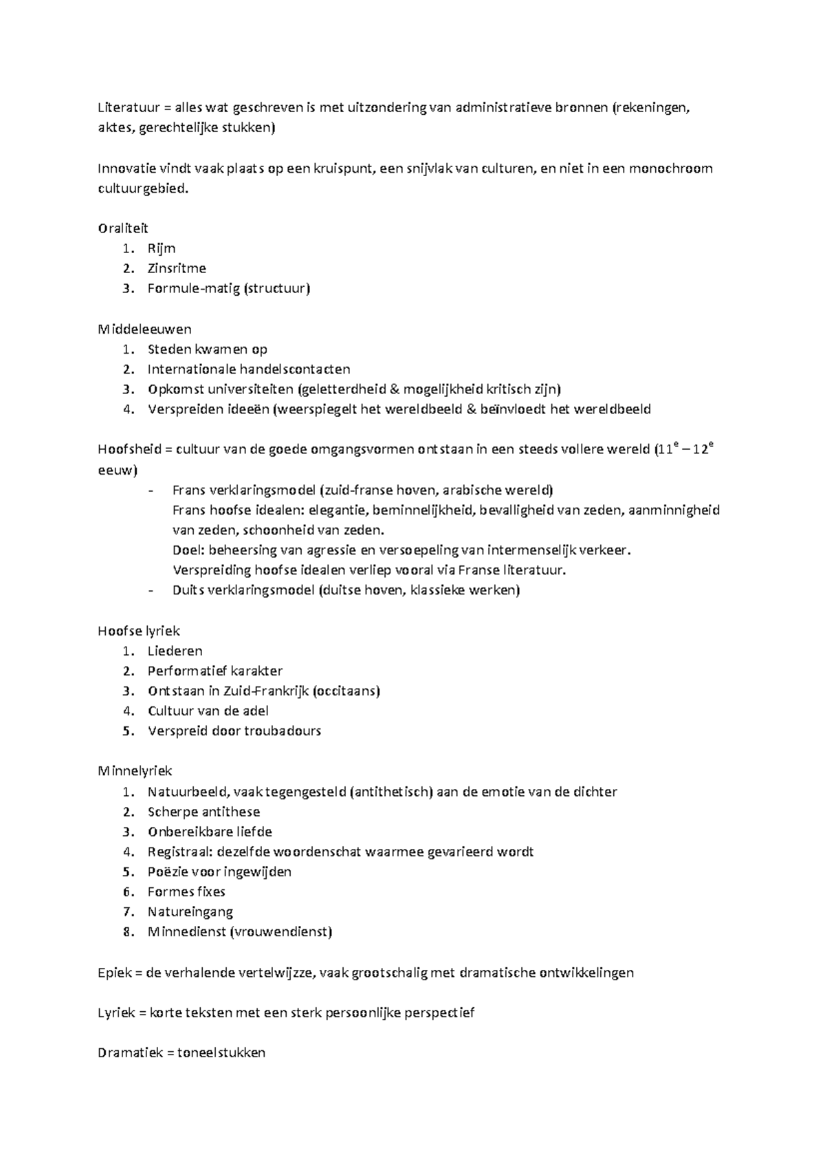 Samenvatting Literatuurgeschiedenis 1: compleet - Literatuur = alles ...