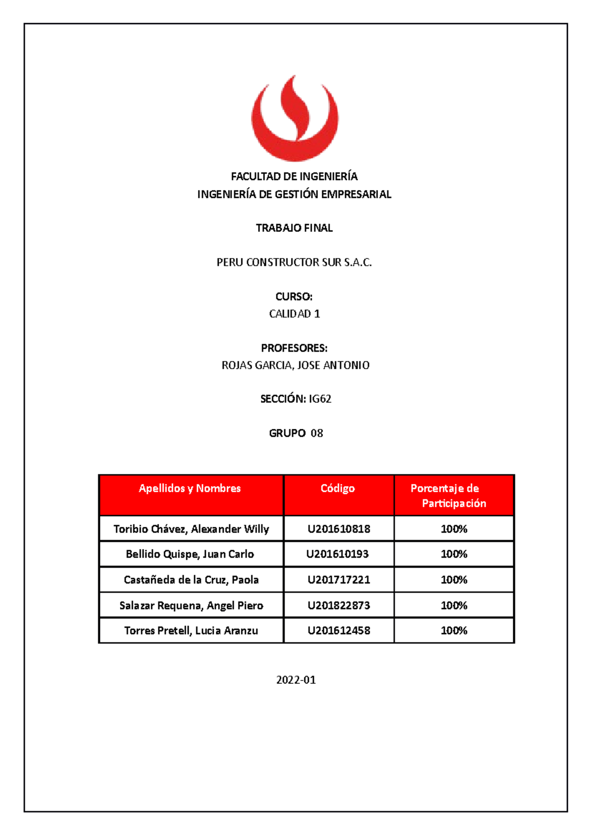 TF Grupo N°8 Calidad 1 - gdfgdfgdfgdf - Studocu