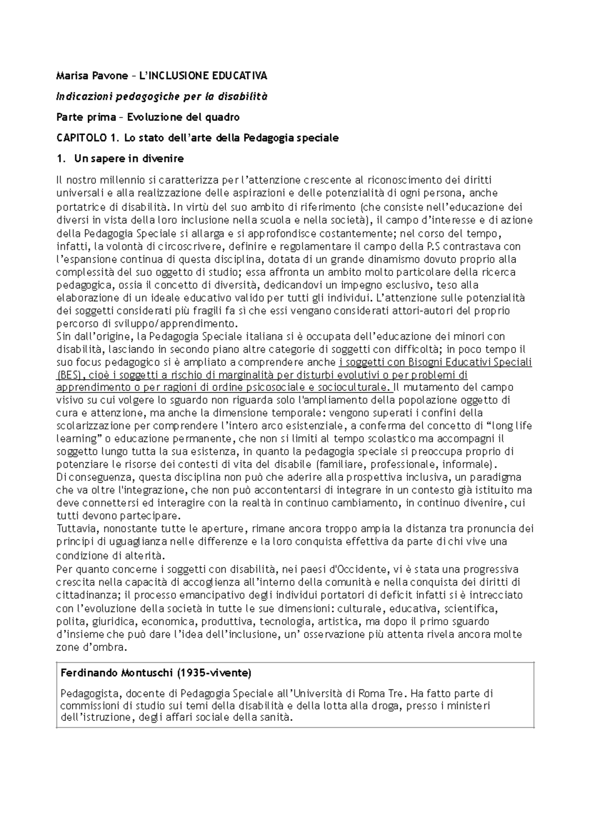 L'inclusione educativa - Marisa Pavone – L’INCLUSIONE EDUCATIVA ...