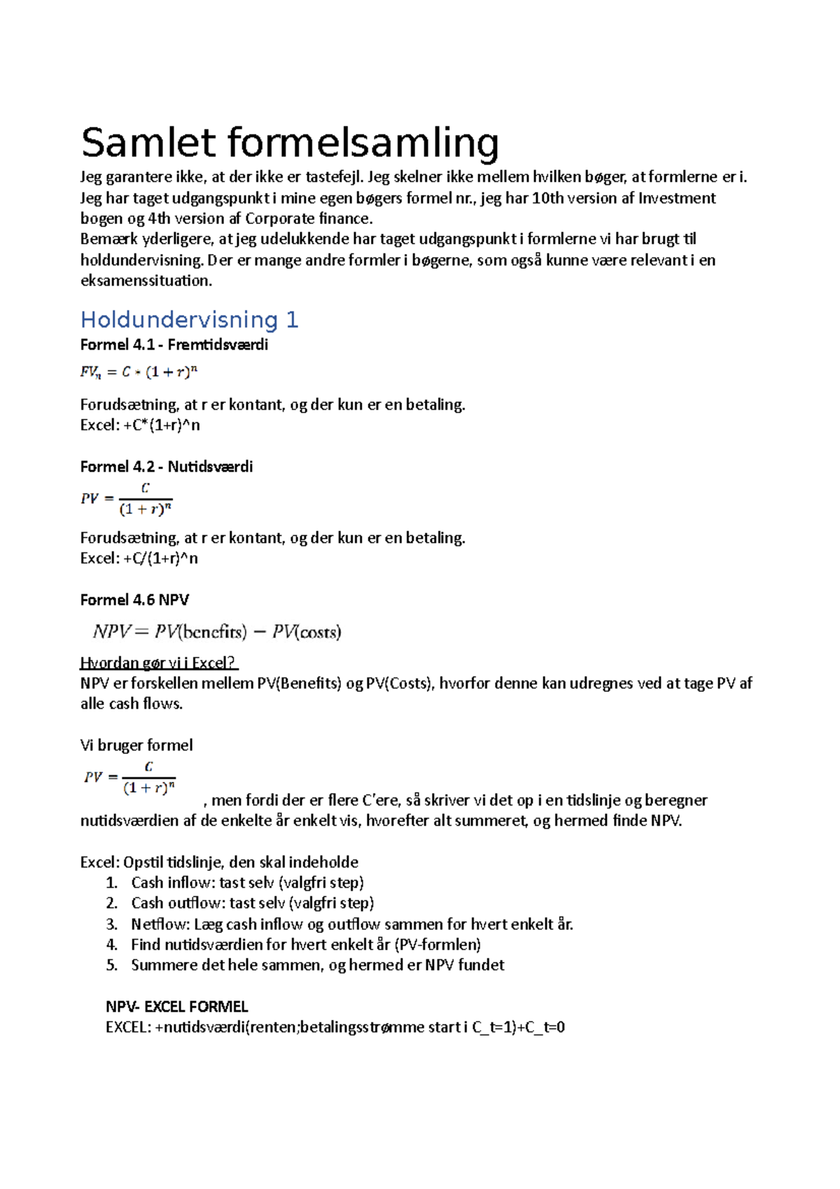 Finansiering formelsamling for forskellige opgavetyper - Samlet ...