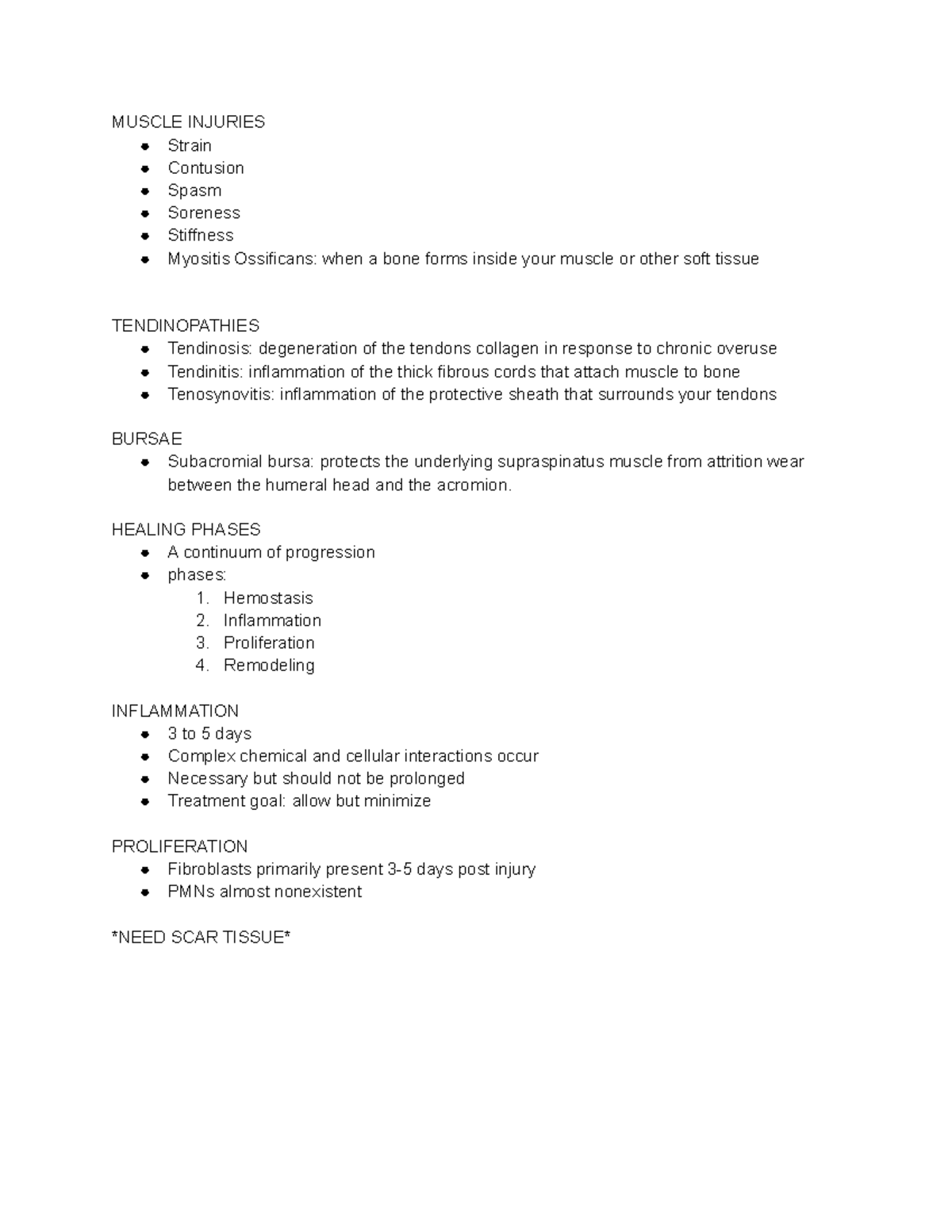 Intro to athletic training - MUSCLE INJURIES Strain Contusion Spasm ...