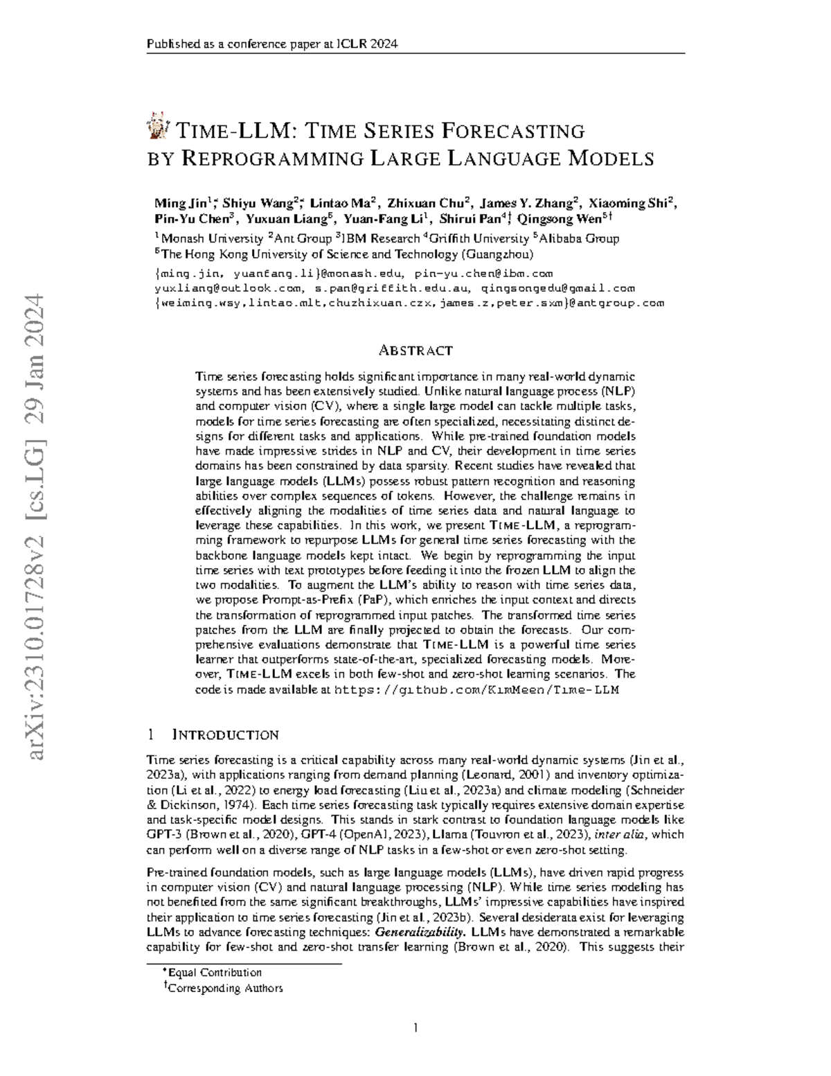 TIME-LLM - about forecasting time series data with llm - TIME-LLM: TIME SERIES FORECASTING BY ...
