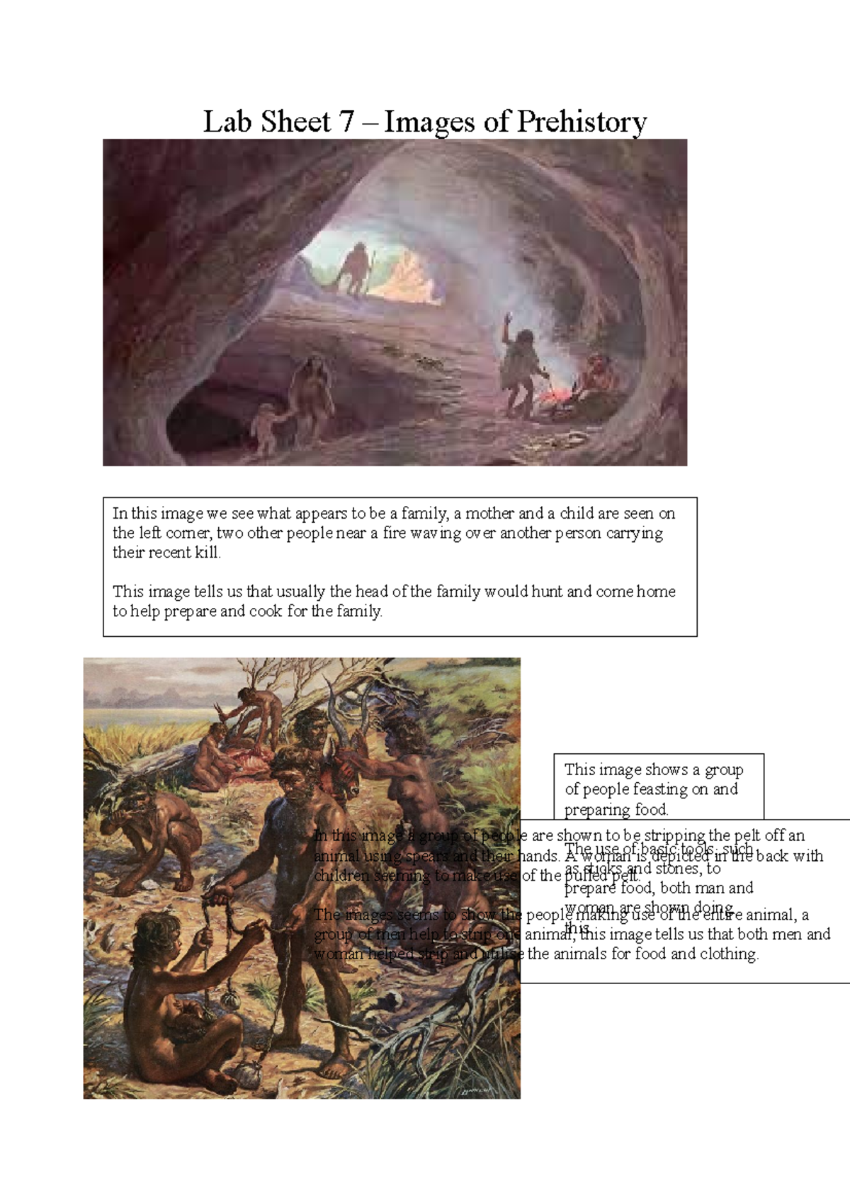 Weekly Sheet for archaeology - Lab Sheet 7 – Images of Prehistory In ...