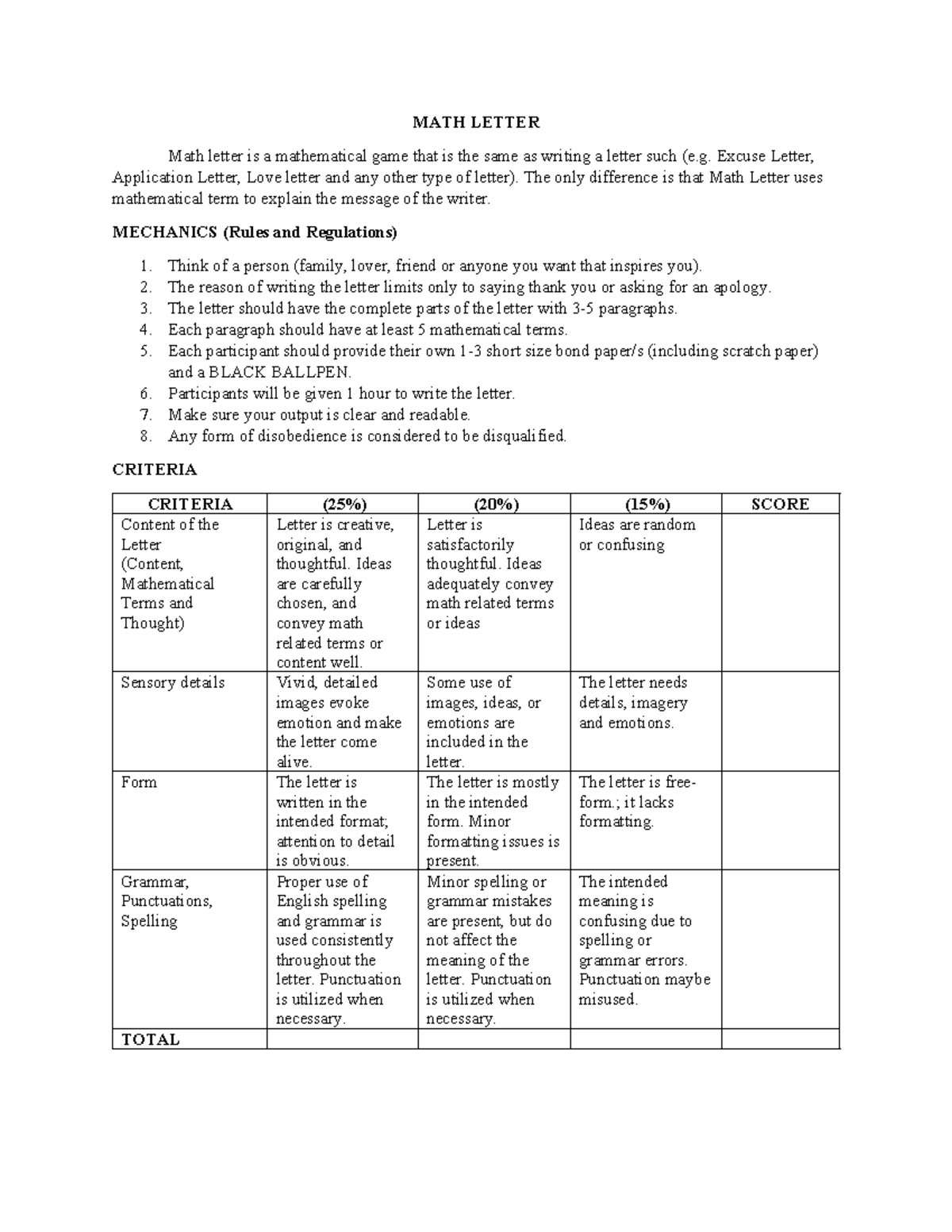 MATH Letter AND MATH POEM - MATH LETTER Math letter is a mathematical ...