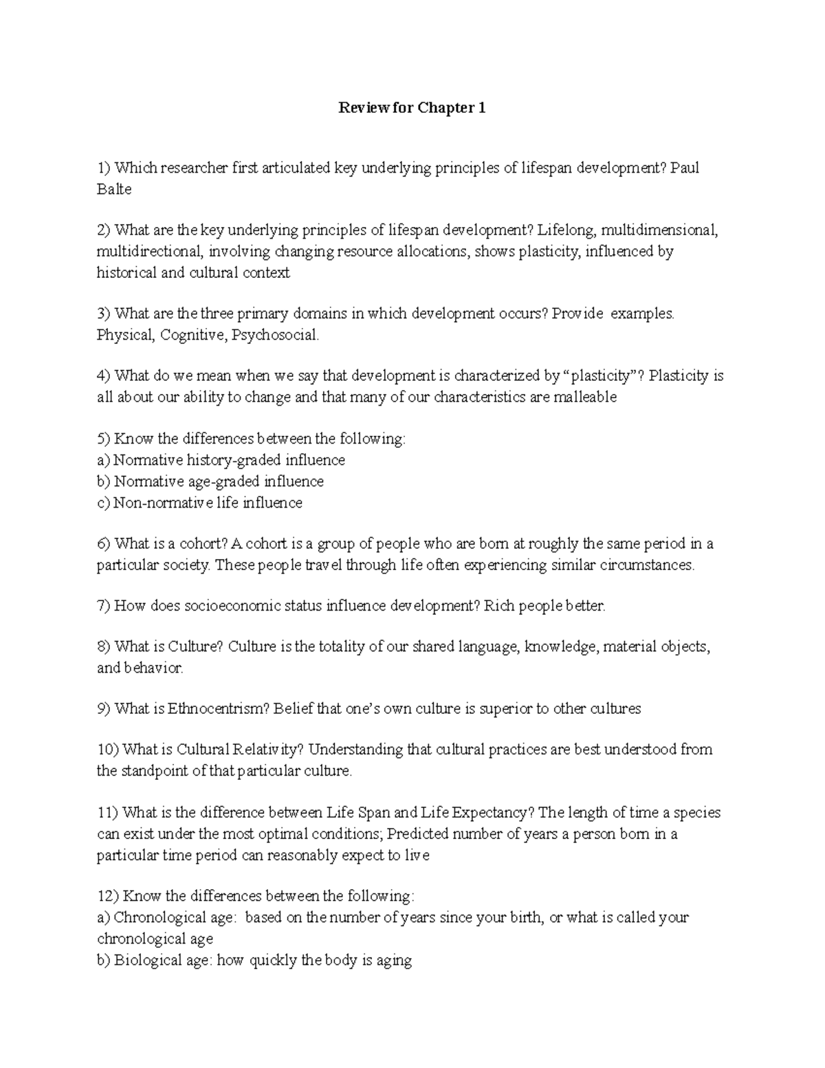 Review - Exam 1 - Review for Chapter 1 Which researcher first ...