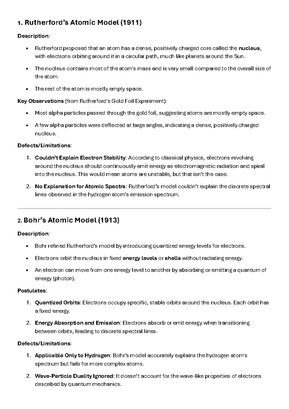VBT,MOT, Atomic Models - 1. Rutherford’s Atomic Model (1911 ...