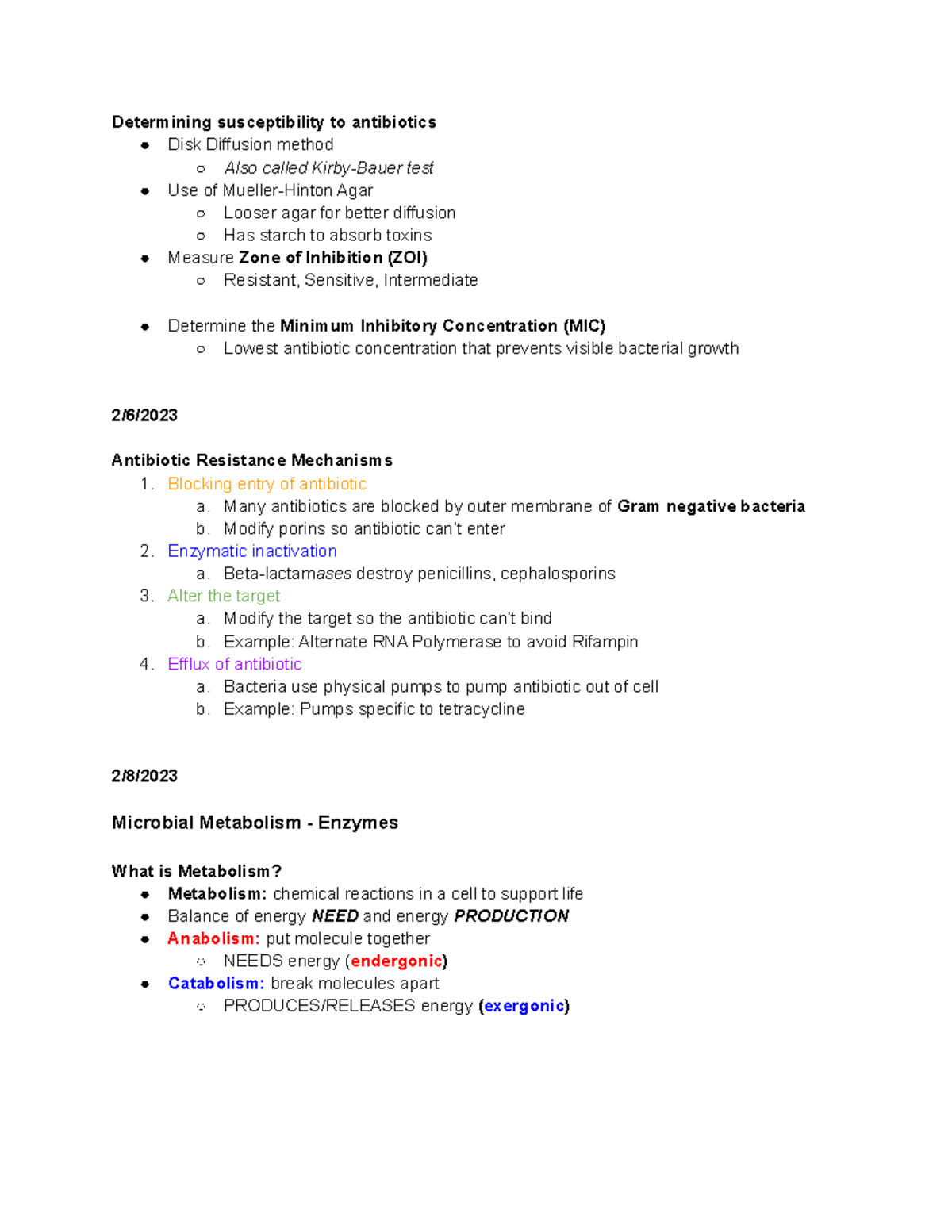 MB Notes 10 - Determining susceptibility to antibiotics Disk Diffusion ...