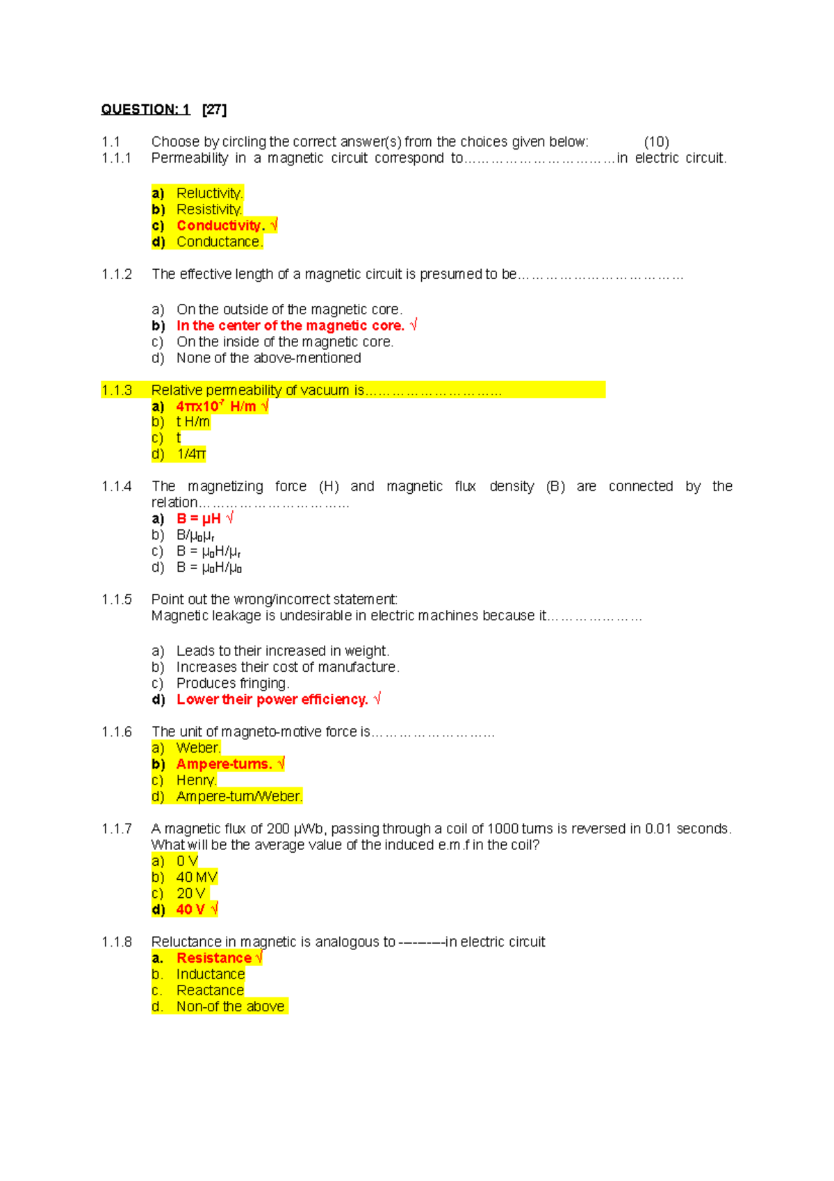 Question Memo Tutorial Questions Question 1 27 1 Choose By Circling The Correct Answers