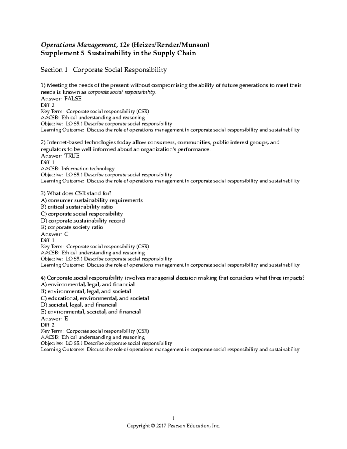 Chapter 05s - Operations Management, 12e (Heizer/Render/Munson) Supplement 5 Sustainability in ...