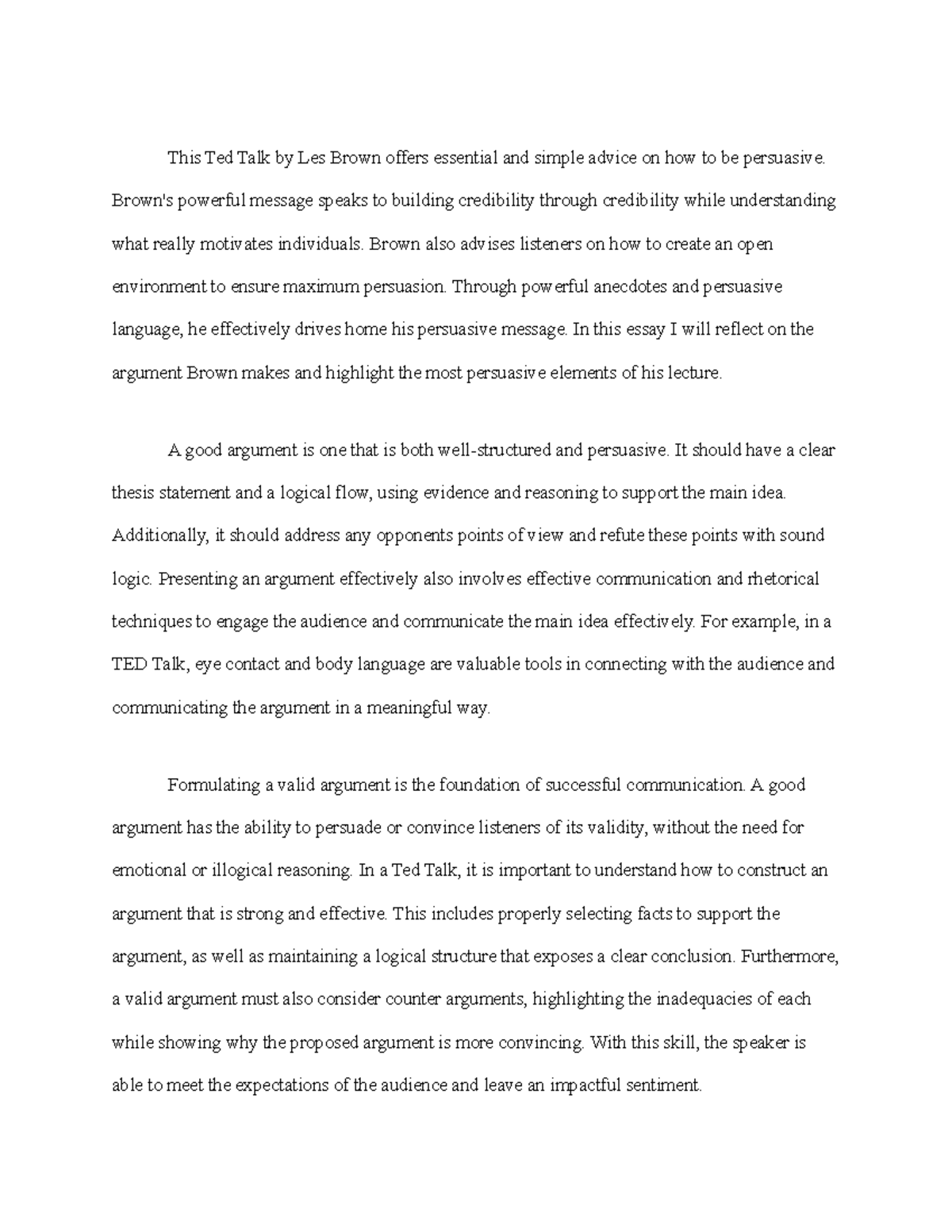 Lesson 9 How to be persuasive - This Ted Talk by Les Brown offers ...