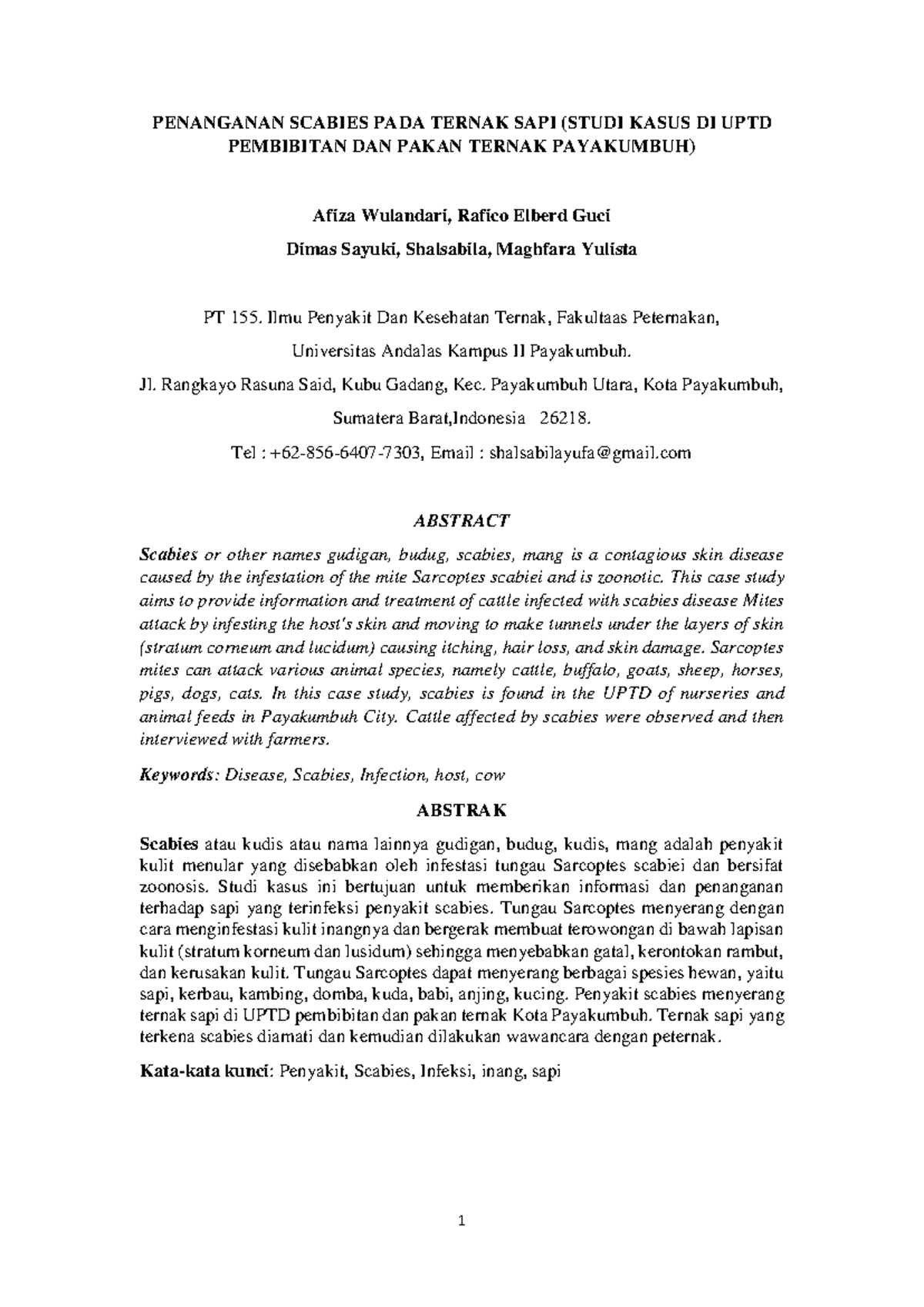 Penyakit Scabies Pada Ternak - PENANGANAN SCABIES PADA TERNAK SAPI ...