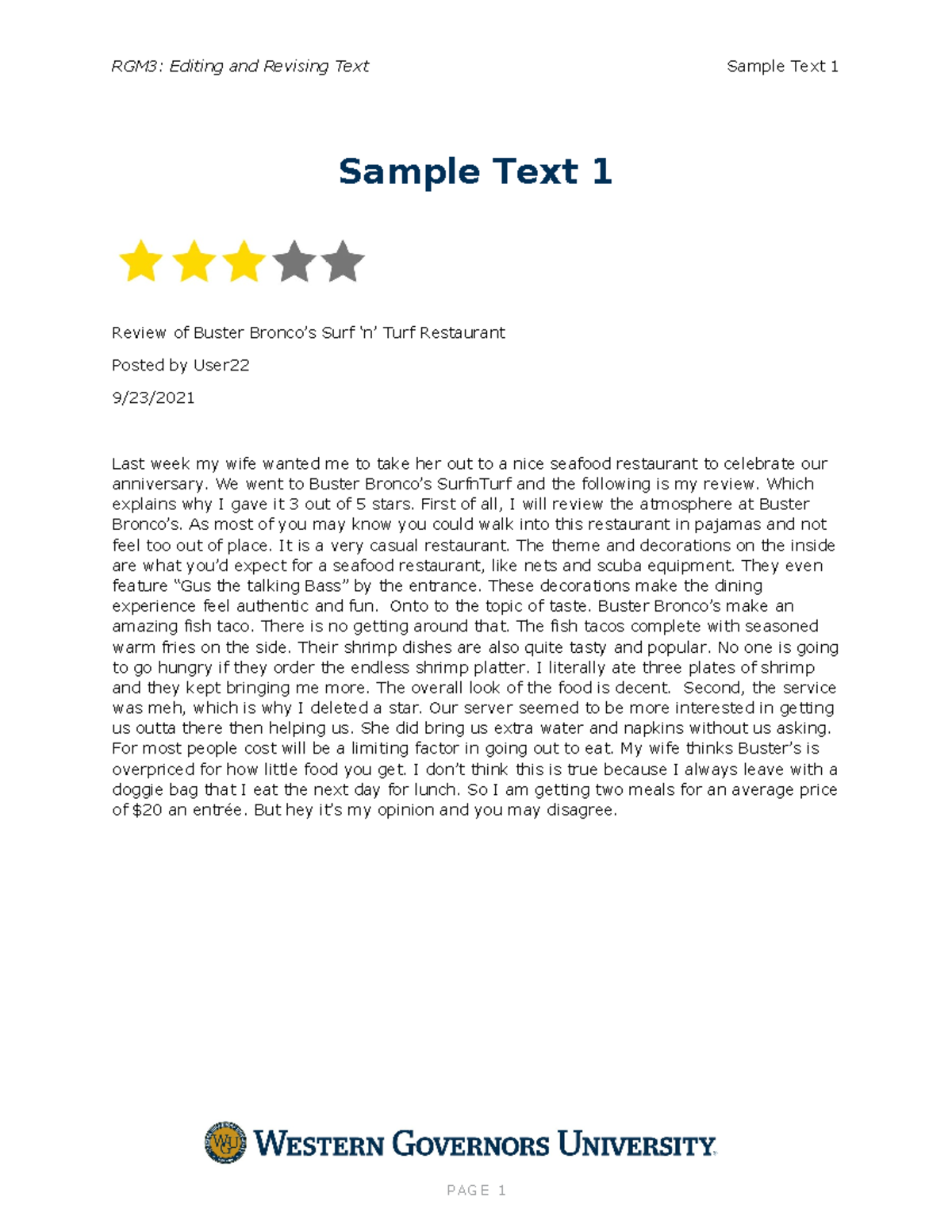 Sample Text 1 - d269 - RGM3: Editing and Revising Text Sample Text 1 ...